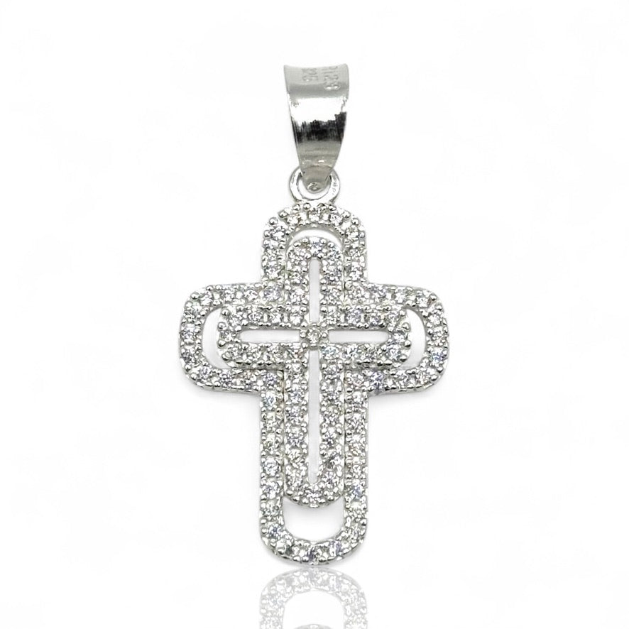 Cruz Doble Marco Pavé – joyeriarivas | Joyería Rivas